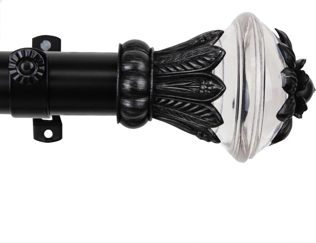 Paradise 1.5" Custom Cut Length Drapery Rod, 4', Black, 4' - Victorian ...