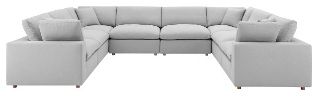 Modular Sectional Deep Sofa Set, Black, Fabric, Modern, Lounge Cafe ...