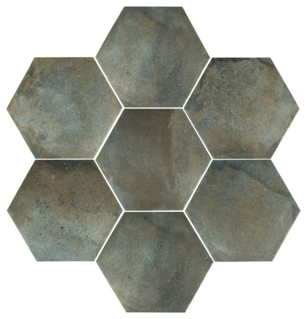 Boston Ferro Hex Porcelain Floor and Wall Tile, Ombra, Sample ...