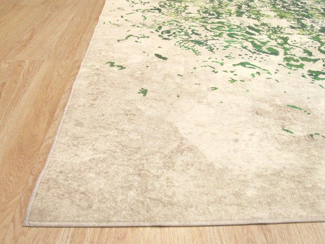Green Distressed Bohemian Moderno Medallion Rug - Contemporary - Area ...