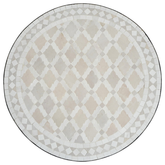 Outdoor Round Mosaic Tile Side Table - Mediterranean - Outdoor Side ...