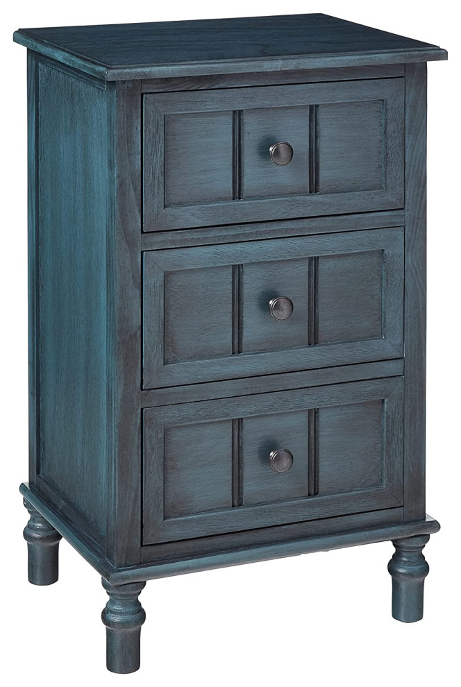Elegant Three Drawer Accent table, Antique Navy - Transitional ...