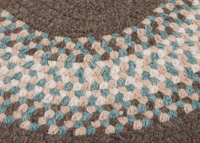 North Ridge Bordered Indoor Rug Rustic Farmhouse Wool NG49, 7'x7' Round ...