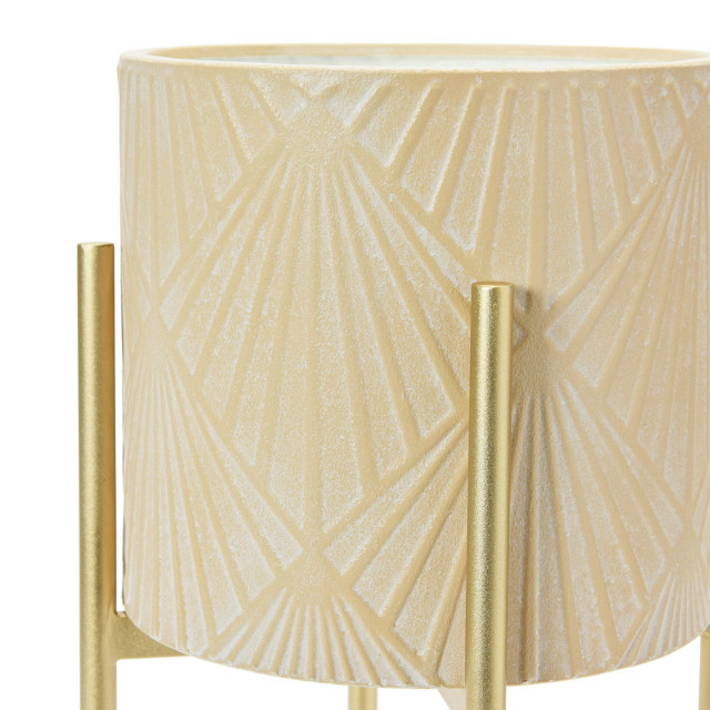 Metal Planters with Stand, 2-Piece Set - Contemporary - Indoor Pots And ...