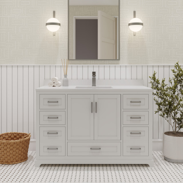 Maya Bathroom Vanity, 48" - Transitional - Bathroom Vanities And Sink Consoles - by Ayna Decors ...