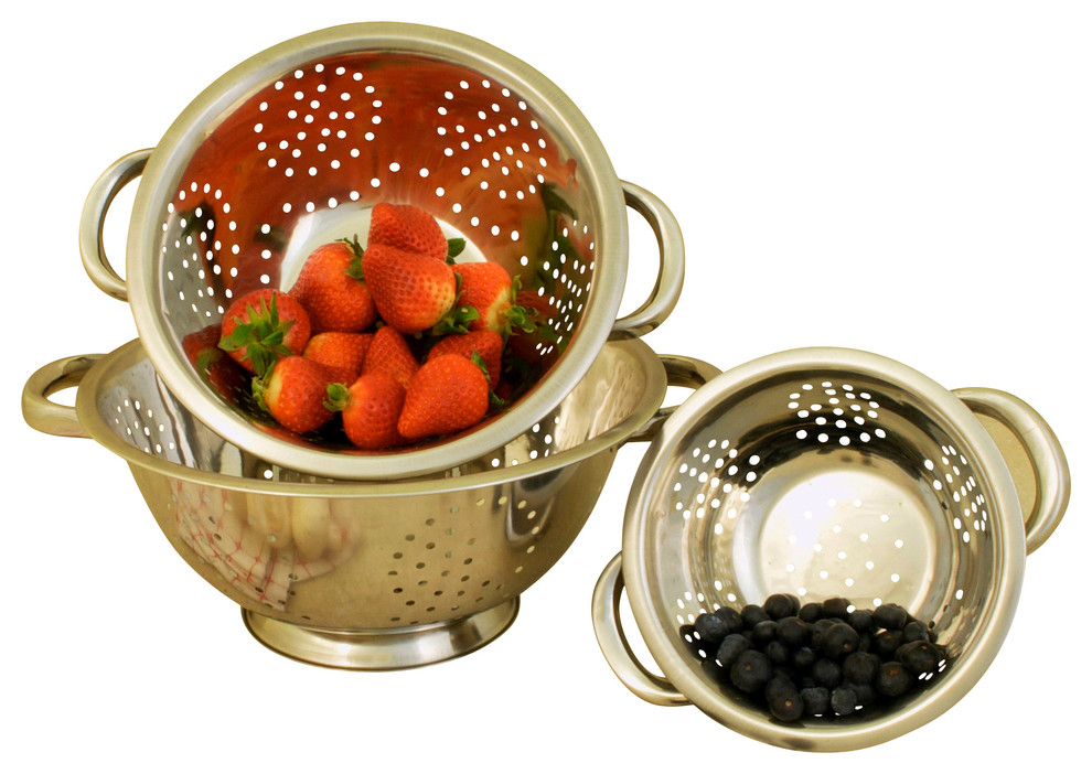 Cook Pro 3 Piece Stainless Steel Colander Set - Traditional - Colanders ...