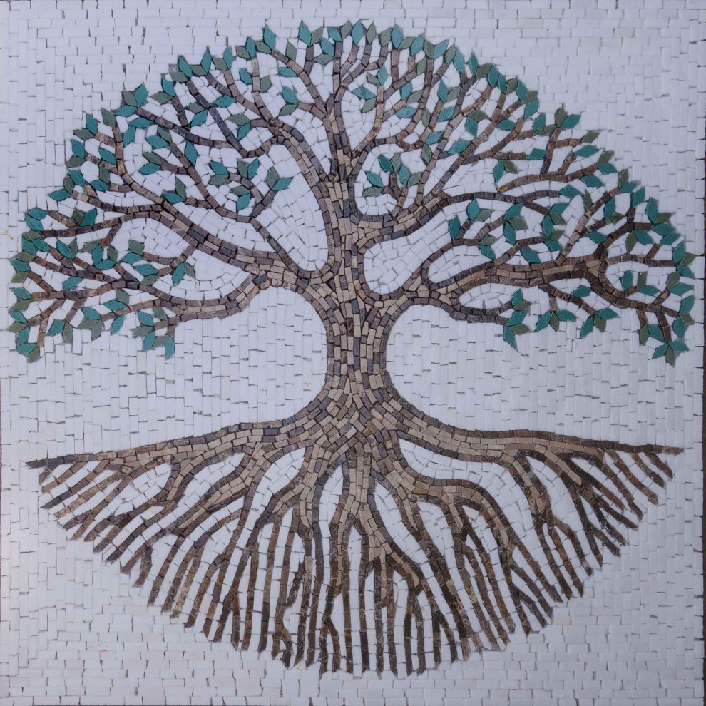 Tree of Life Mosaic Design, 40" x 40" - Contemporary - Tile Murals - by ...