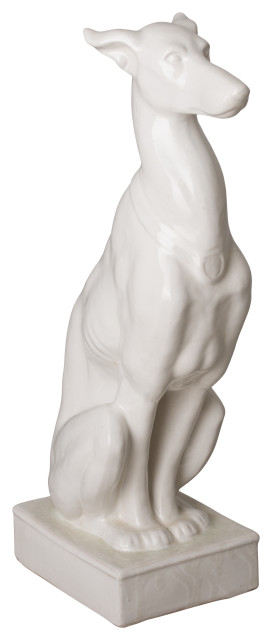 30 In Tall White Ceramic Whippet - Contemporary - Decorative Objects ...