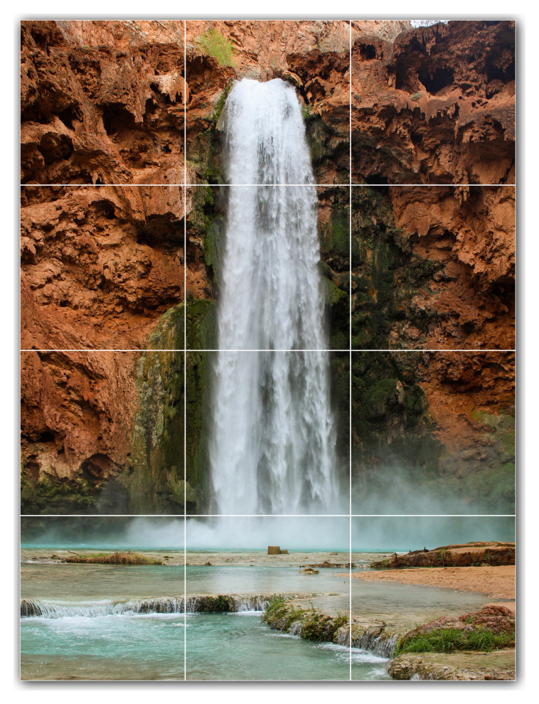 Waterfalls Ceramic Tile Wall Mural HZ501104, 18" Wide x 24" High ...