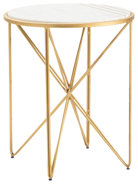 Darby End or Side Table, White and Gold - Contemporary - Side Tables ...
