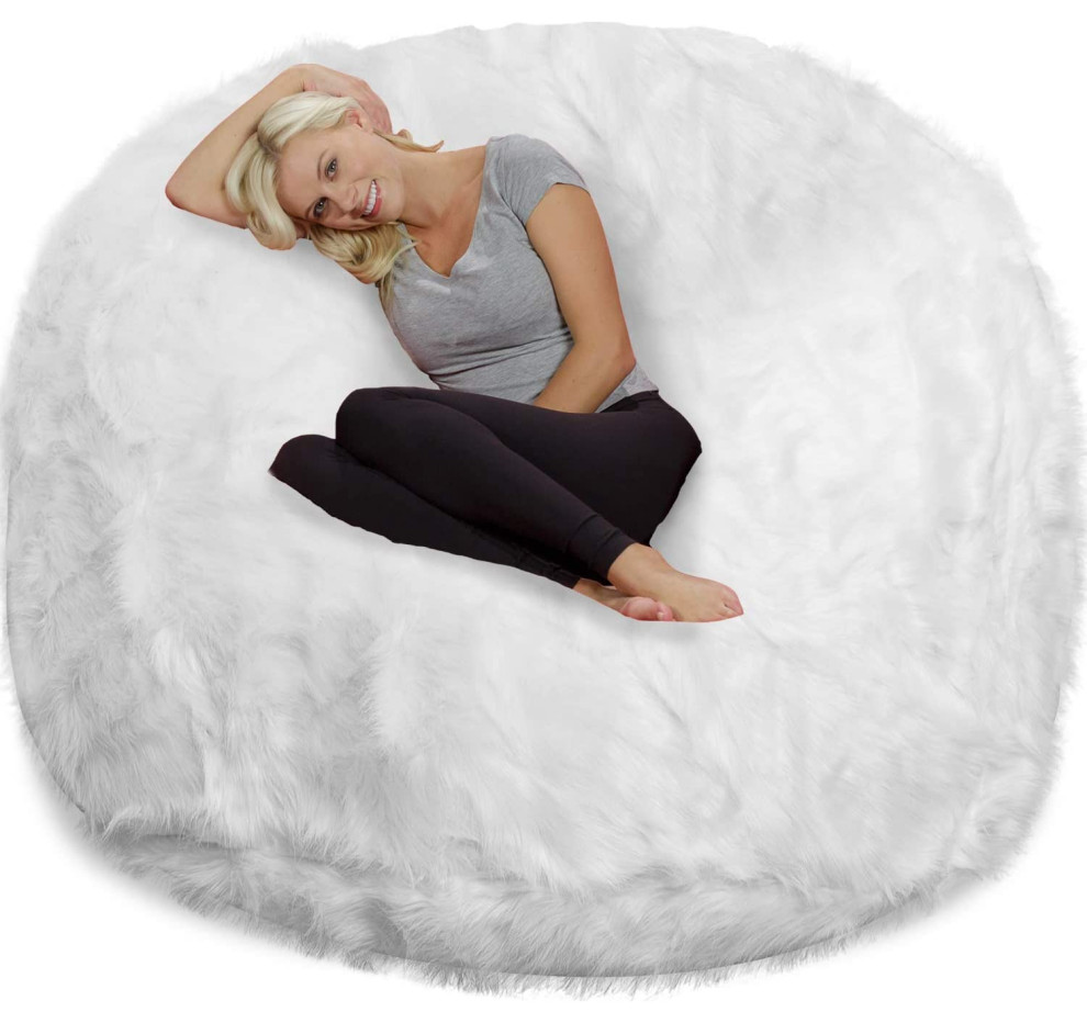 Ultra Soft Bean Bag Chair, Memory Foam With Faux Fur Cover, Comfortable ...