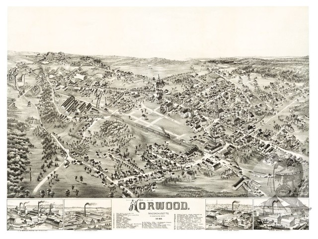 Old Map of Norwood Massachusetts 1882, Vintage Map Art Print, 24"x36 ...