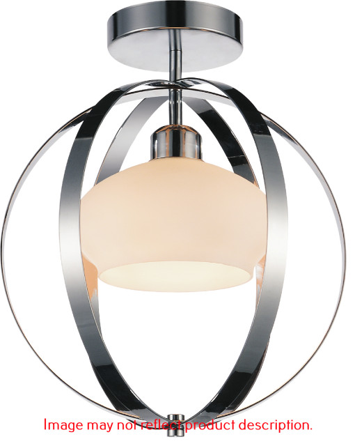 Crystal World 1 Light Satin Nickel Cage Flush Mount - Transitional ...