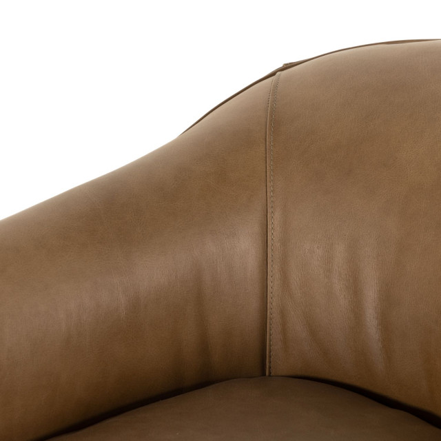 Quinton Ontario Taupe Leather Swivel Chair - Transitional - Armchairs ...