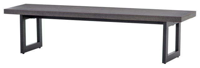 Judith Lava Stone Top Outdoor Dining Bench 69" - Industrial - Outdoor ...