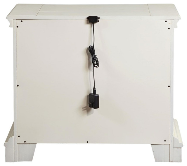 Coaster Evelyn 2-drawer Wood Nightstand with USB Ports in Antique White ...