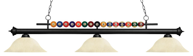 Shark 3-Light Linear Pendant Light In Matte Black, 16.000 - Traditional ...