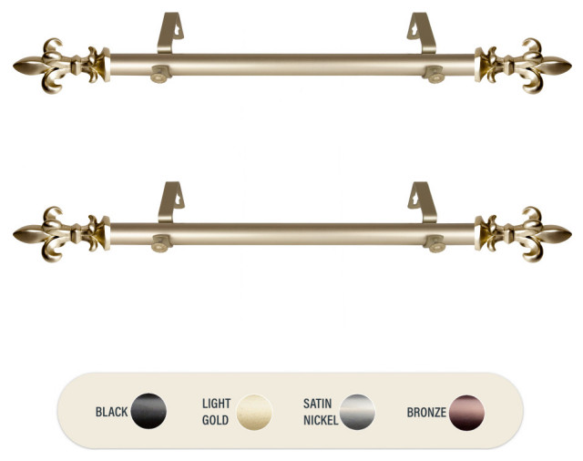 Silas 1" Diameter Side Curtain Rod 12-20", Set of 2 - Traditional ...