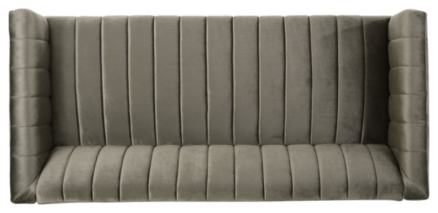 Judson Channel Stitch Velvet 3-Seater Sofa - Transitional - Sofas - by ...