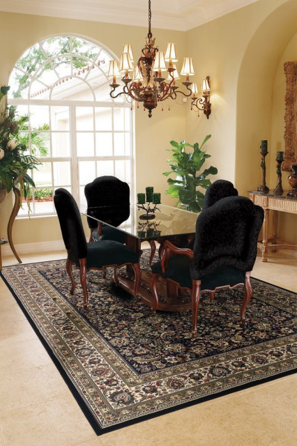 Aiden Traditional Vintage Inspired Black/Ivory Rug, 8' Square ...