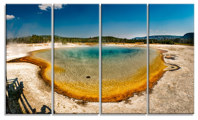 "Yellowstone Heat Pool Panorama" Metal Wall Art, 48"x28" - Contemporary ...