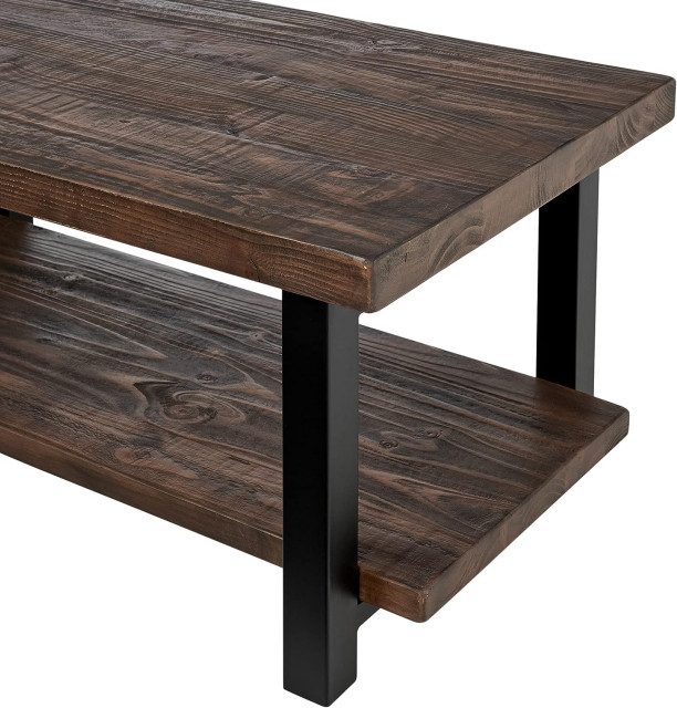 Rustic Industrial Coffee Table, Metal Frame With Hardwood Top & Bottom ...