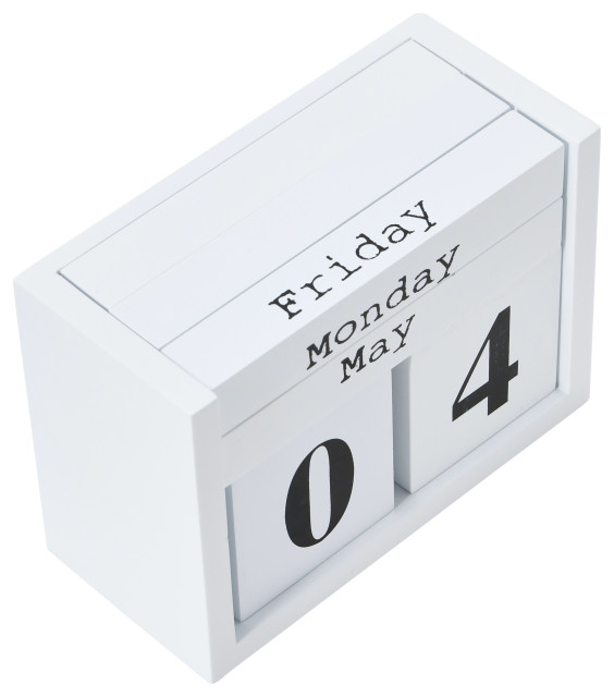 Wooden Perpetual Desk Block Calendar with Day and Month - Contemporary ...
