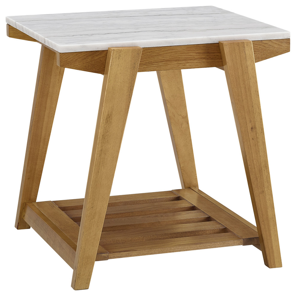 Celeste White Marble Top End Table - Transitional - Side Tables And End ...