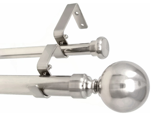 Urbanest Steel Ball 1" 5/8" Double Drapery Rod Set, 48"-84 ...
