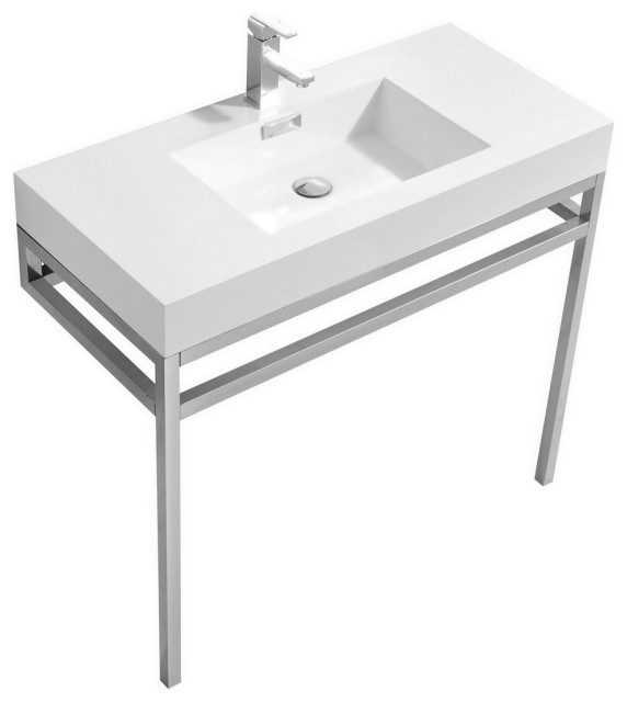 Haus 36" Stainless Steel Console With White Acrylic Sink Chrome ...