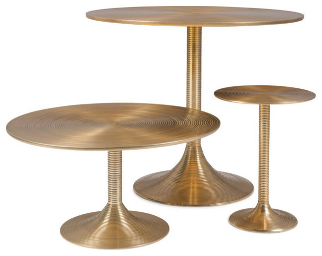 Gold Round Pedestal Side Table | Bold Monkey Hypnotising - Midcentury ...