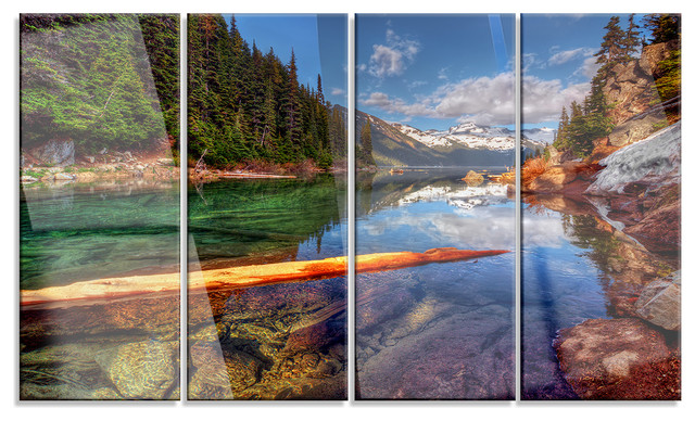 "Floating Lake in Mountain Lake" Metal Wall Art, 48"x28" - Rustic ...