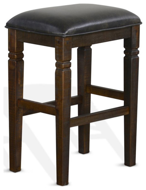 Pemberly Row Modern 30" Transitional Wood Stool in Tobacco Leaf ...