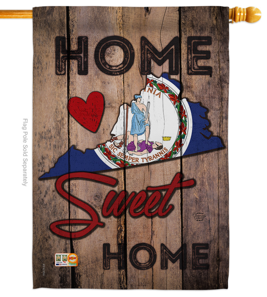 State Virginia Home Sweet Home Americana States House Flag, 28" X 40" X ...