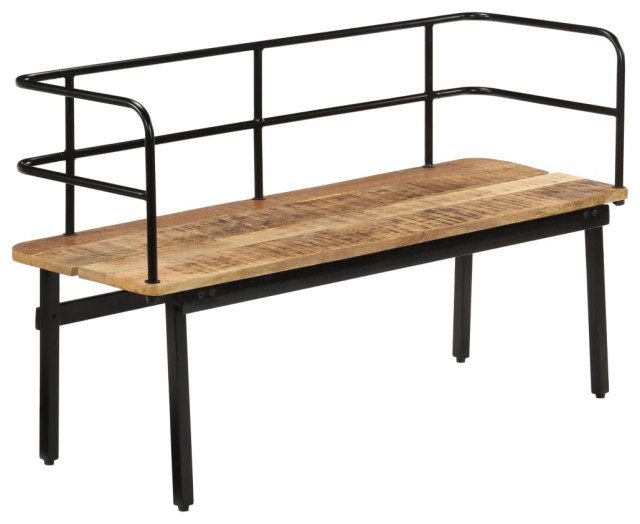 vidaXL Bench Entryway Bench Hall Bedroom Bench Solid Mango Wood Iron ...