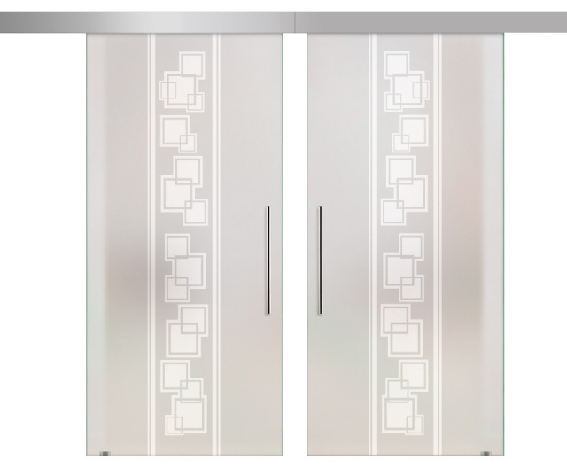 Double Sliding Glass Door With Design ALU100, 2x 26"x84" - Contemporary ...