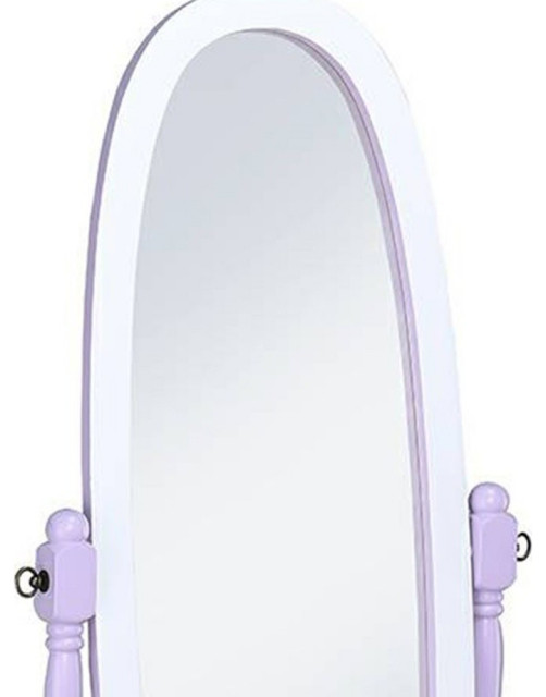 Pretty Pastel Purple and White Cheval Standing Oval Mirror ...