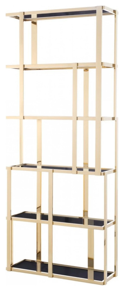 Hallie Modern Gray Glass & Gold Bookshelf - Contemporary - Bookcases ...