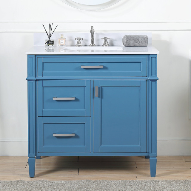 36" Tennant Brand Durand Modern Teal Blue Bathroom Sink Vanity ...