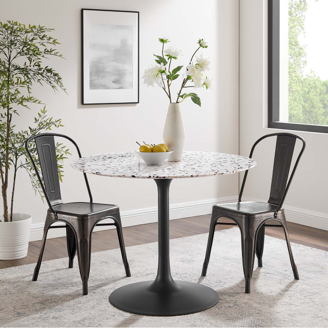 Lippa 40" Round Terrazzo Dining Table - Midcentury - Dining Tables - by GwG Outlet | Houzz