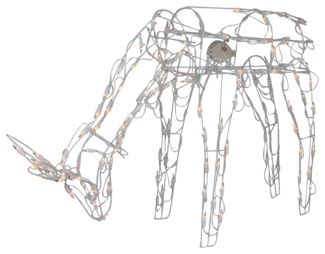 42" Lighted White Feeding Reindeer Animated Outdoor Christmas ...