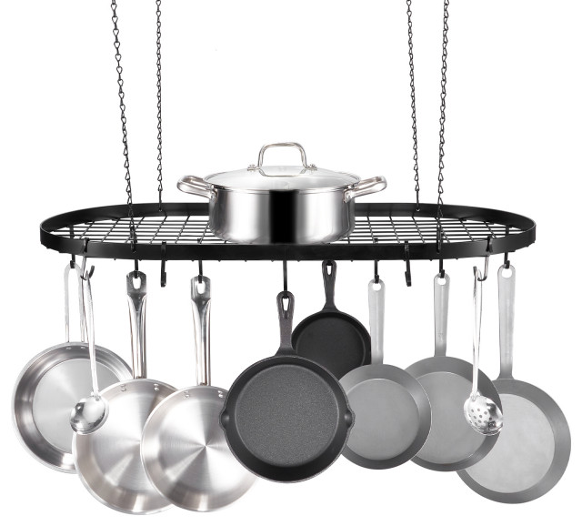 VEVOR Hanging Pot Rack Ceiling Mount 32" Ceiling Pot Rack With 12 S ...