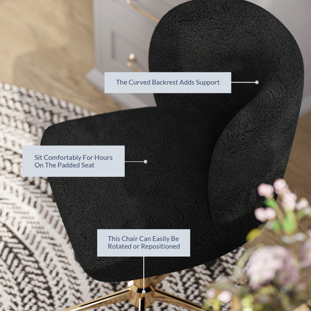 Modern Upholstered Boucle Desk Chair with Swivel Wheels - Contemporary ...