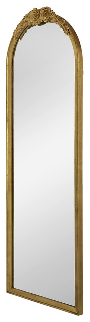 Benzara BM285555 Tall Arched Floor Mirror, Antique Floral Design, Gold ...
