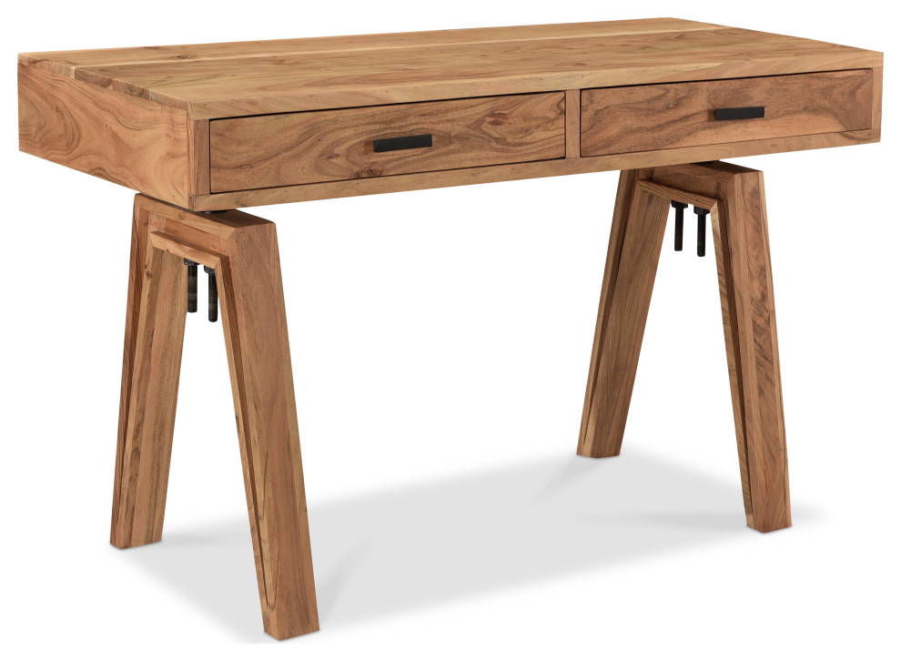 Solid Acacia wood Desk with drawers - Industrial - Desks And Hutches ...