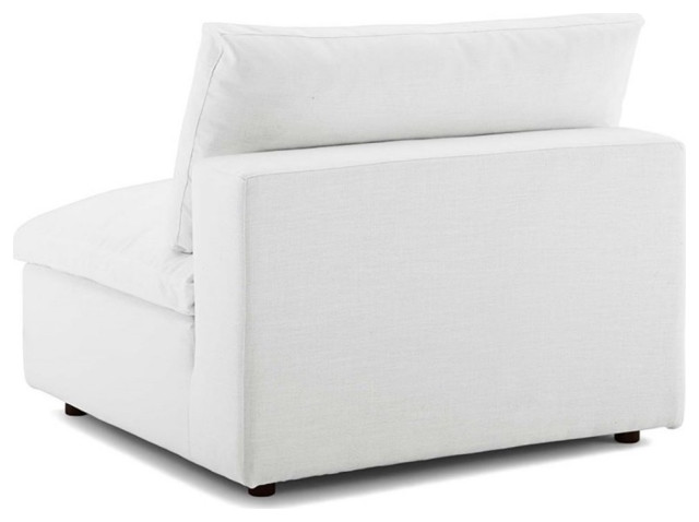 Pemberly Row Modern Down Filled Overstuffed Armless Chair in White ...