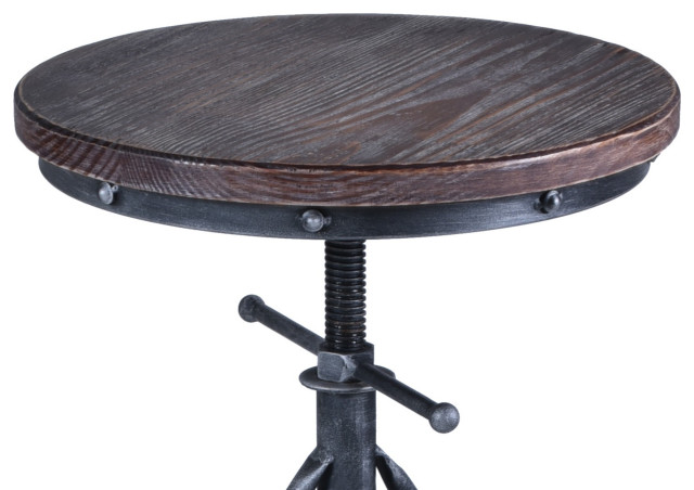 Unicycle Design Base Metal Adjustable Barstool with Wooden Top, Gray ...