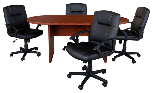 Flash Furniture 5 Piece Wooden Oval Conference Table Set in Gray and ...