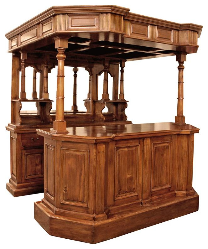 Design Toscano Tewkesbury Inn Pub Pine Bar - Transitional - Wine And ...