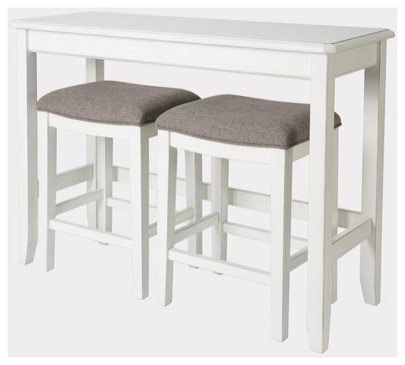 New Ridge Home Goods Traditional Wood Sofa Table with Two Stools in ...